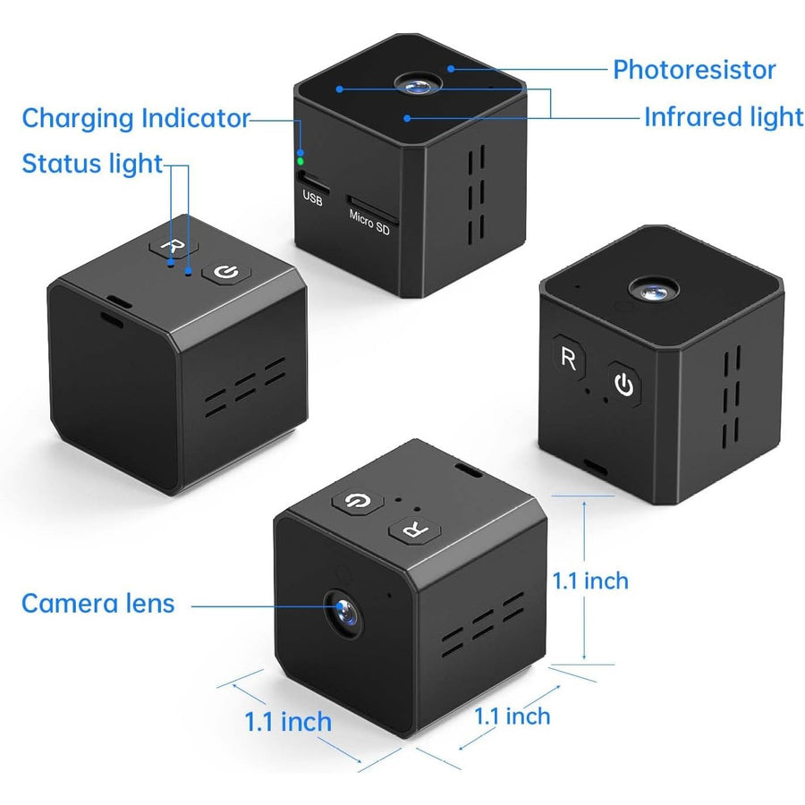 SpyWfi™ 1" Mini Travel Cube Hidden Night Vision Spy Camera 1080p HD DV ...