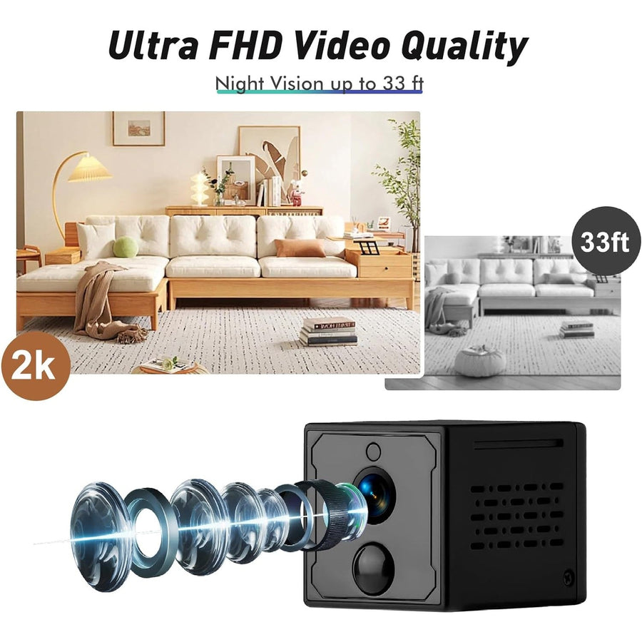 SpyWfi™ Mini Travel Cube Hidden Night Vision Spy Camera 2K HD WiFi ...